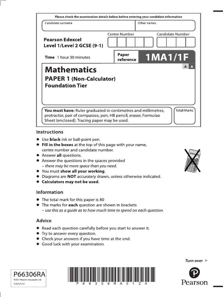 Maths Paper 1 F | PDF