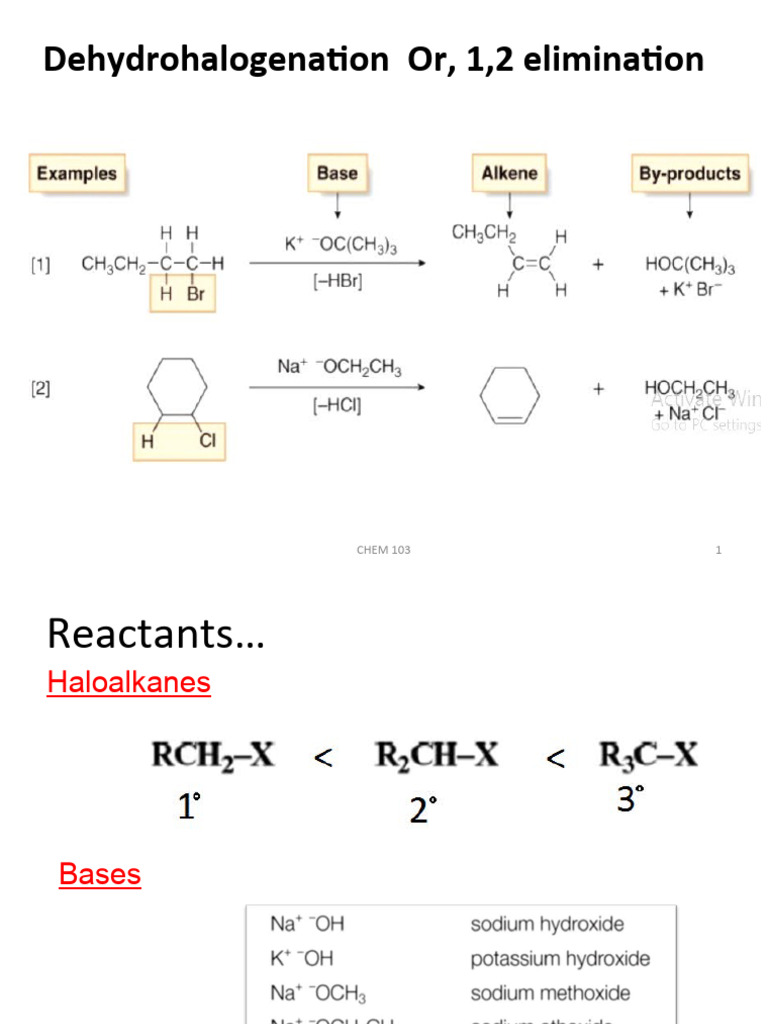 Elimination Reactions (E1, E2) | PDF | Chemical Reactions | Methyl Group