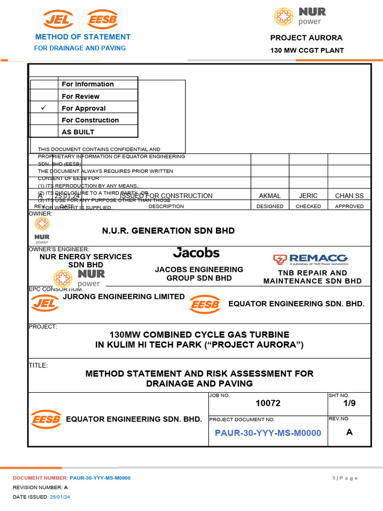 Method Statement For Rectification Work (Drainage and Paving) - (25.01. ...