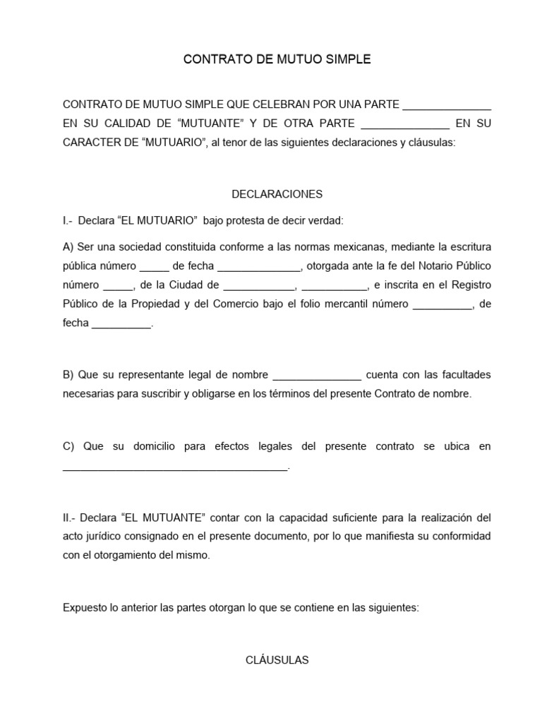 CONTRATO DE MUTUO SIMPLE | PDF | Derecho privado | Justicia
