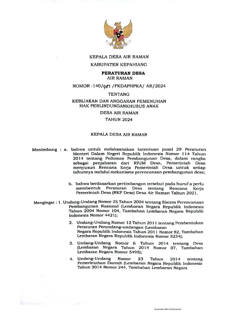 Data KLA DESA AIR RAMAN 2024 | PDF