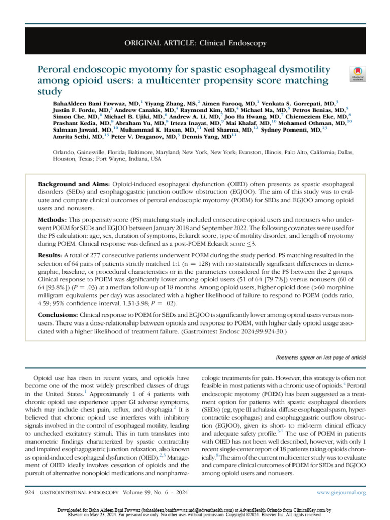 POEM in Opioids Pts | PDF | Opioid | Clinical Medicine