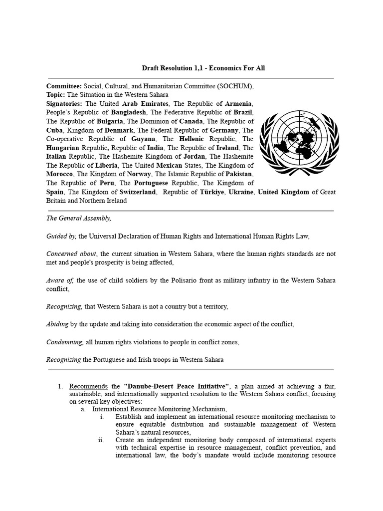 Western Sahara Conflict Resolution Proposal | PDF | Western Sahara ...