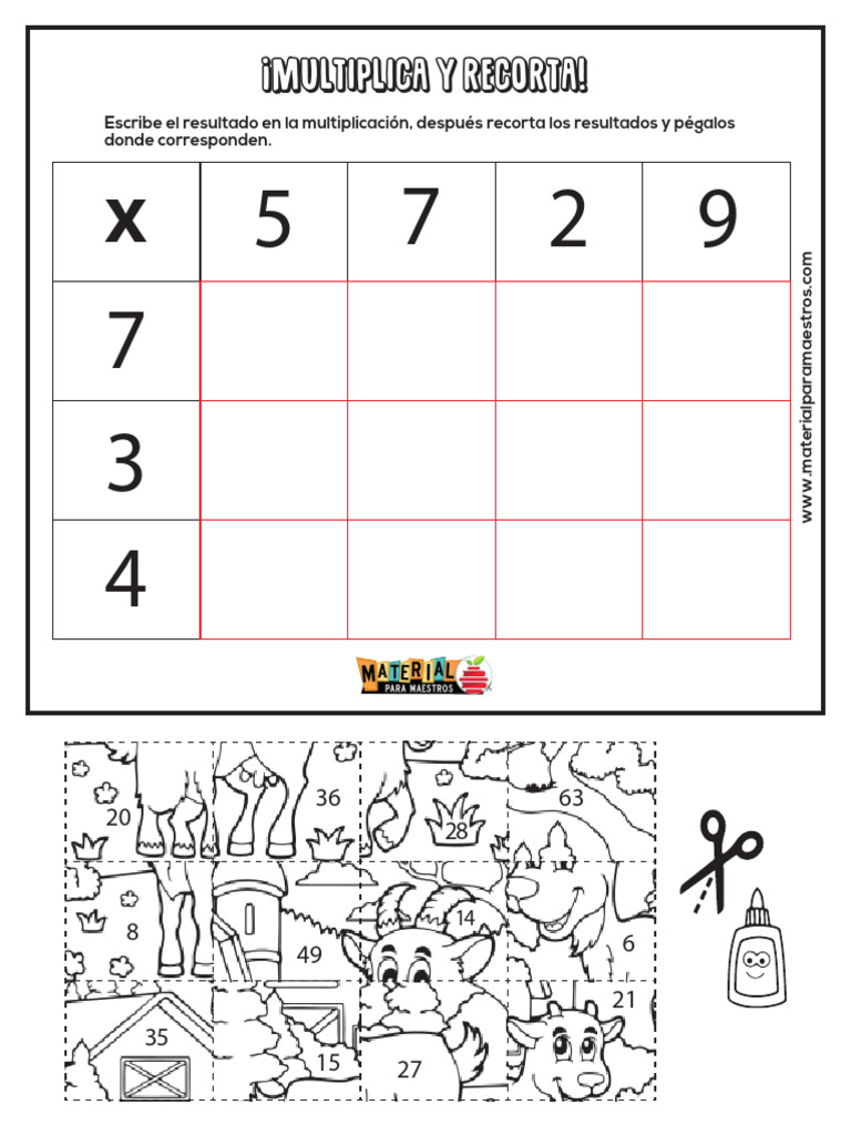 Rompecabezas de Tablas de Multiplicar | PDF