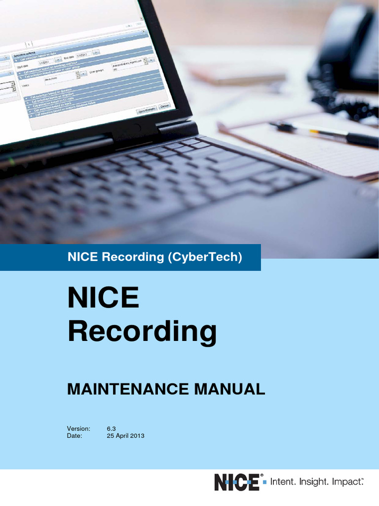 NICE Recording 6.3 - Maintenance Manual | PDF | Login | Computer File