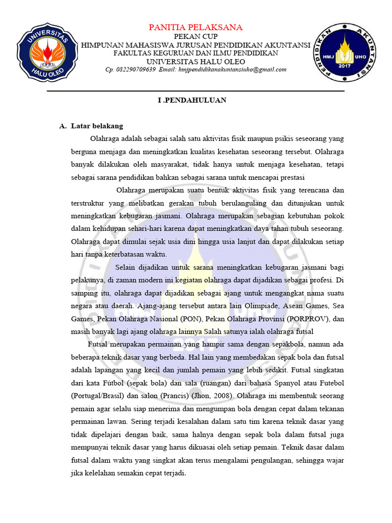 Futsal Pekan Cup 2024: Proposal Kegiatan | PDF