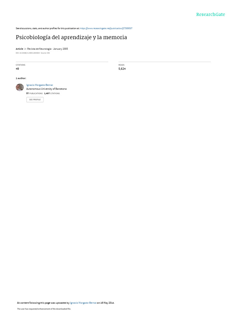 Memoria Y Aprendizaje Pdf Memoria Amnesia