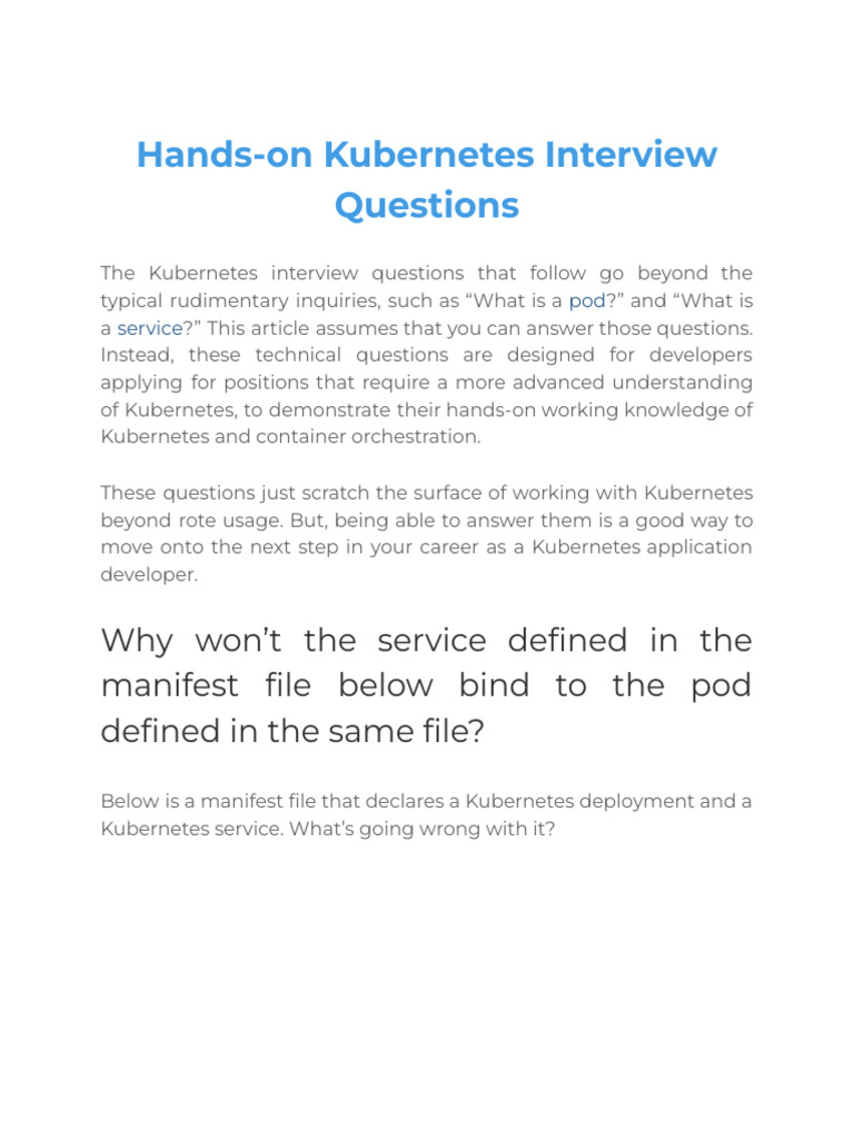 Advanced Kubernetes Interview Guide | PDF | Software Engineering ...