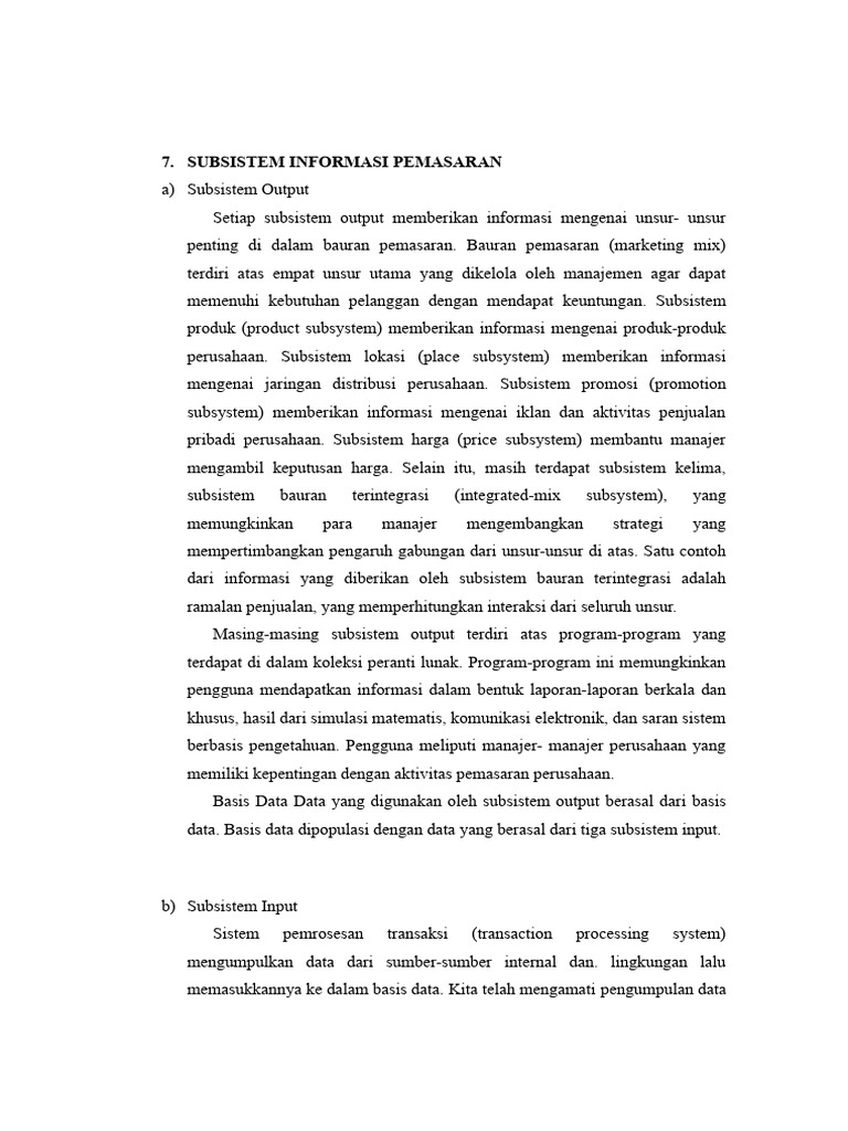 SUBSISTEM INFORMASI PEMASARAN Reza | PDF | Bisnis