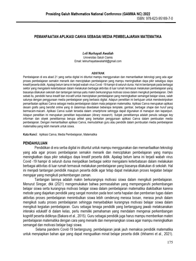 Pemanfaatan Aplikasi Canva Sebagai Media Pembelajaran Matematika | PDF