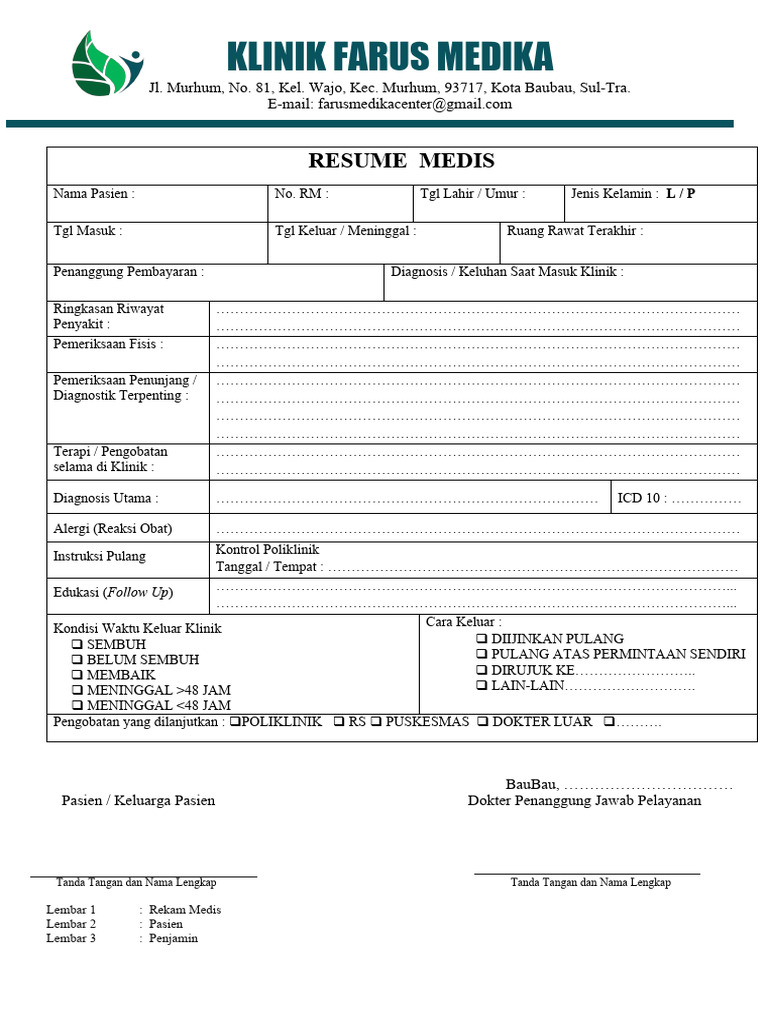 Contoh Resume Medis Pasien Meninggal | PDF | Kesehatan Holistik