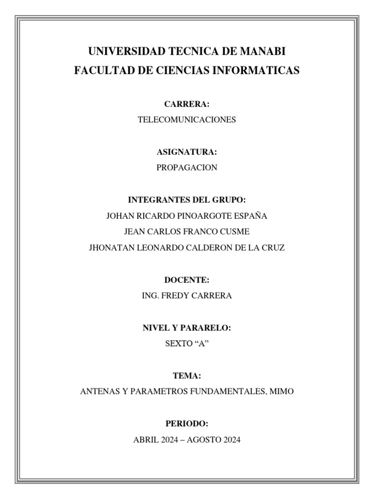 Parametros Fundamentales de Las Antenas - MIMO | PDF | Antena (Radio) | Inalámbrico