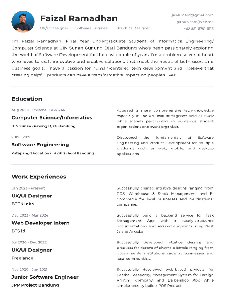 CV Faizal Ramadhan - 1 | PDF | Application Software | Computer Science