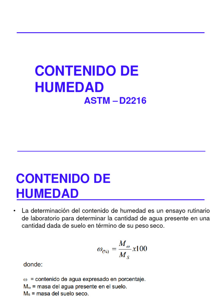 SEMANA 03 Humedad, Peso Volumétrico y Gravedad Específica | PDF | Agua ...