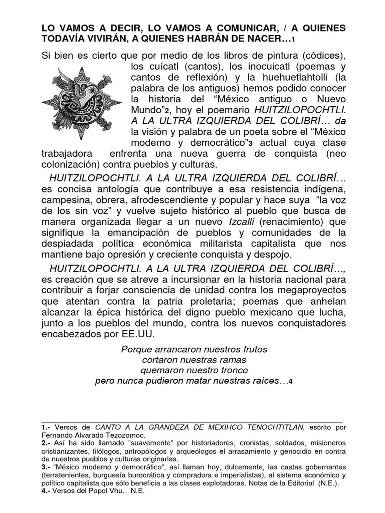 Huitzilopochtli y la Resistencia Indígena | PDF | México