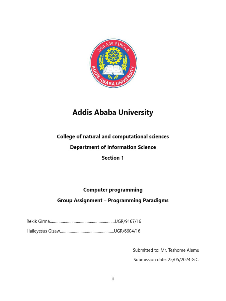 Programming Paradigms - Rekik & Haileyesus | PDF | Object Oriented ... Programming Paradigms - Rekik & Haileyesus | PDF | Object Oriented ...