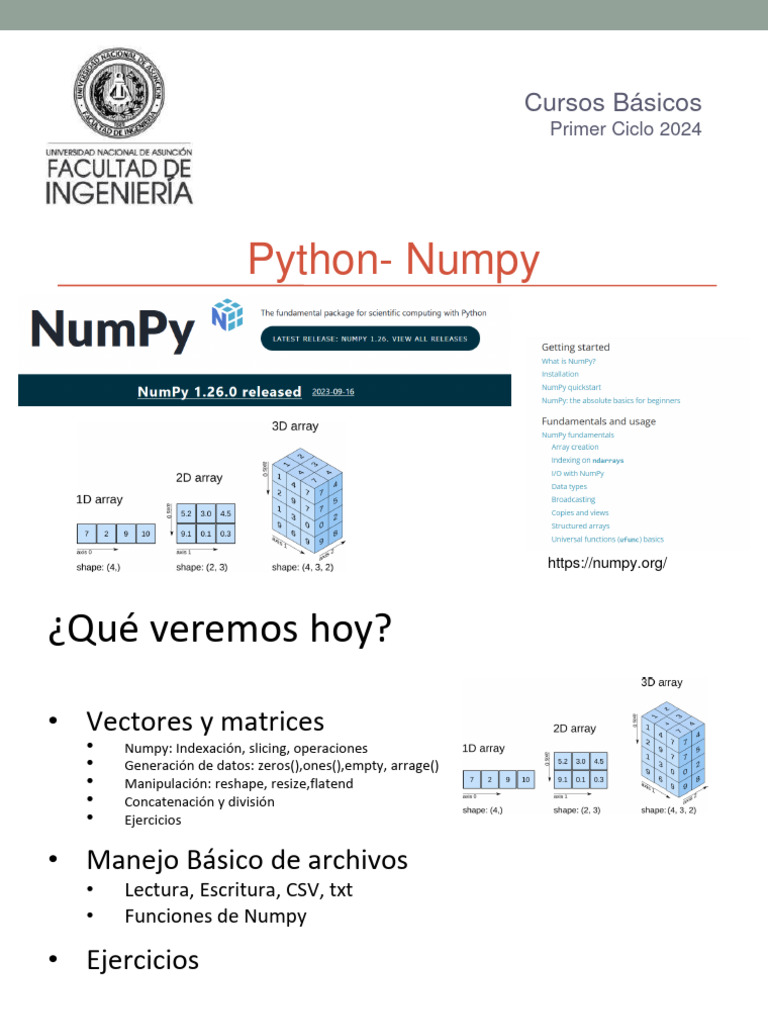 Numpy Arrays | PDF | Matemáticas | Programación de computadoras