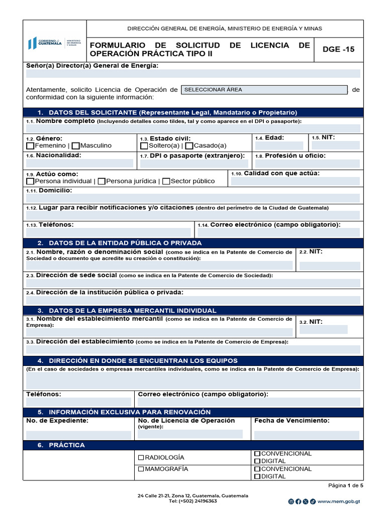 15 Formulario Licencia de Operacion Practica Tipo II | PDF | Radiología | Desintegración radioactiva