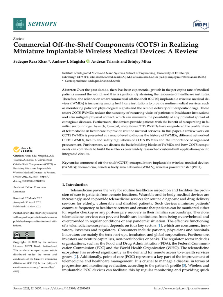 Commercial Off-The-Shelf Components (COTS) in Realizing Miniature ...