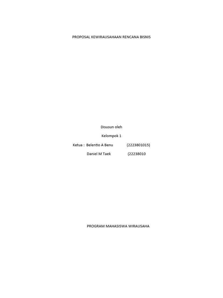 Proposal Rancangan Usaha | PDF