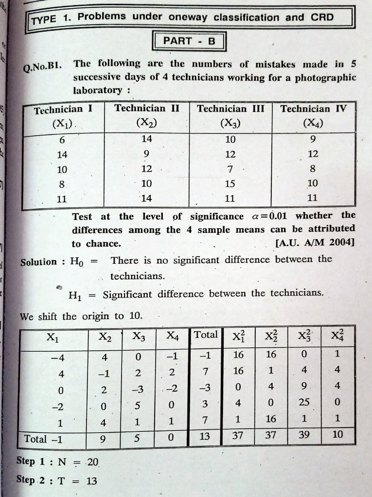 SNM - 2 (I) One Way Classification | PDF | Mean Squared Error | Errors And Residuals