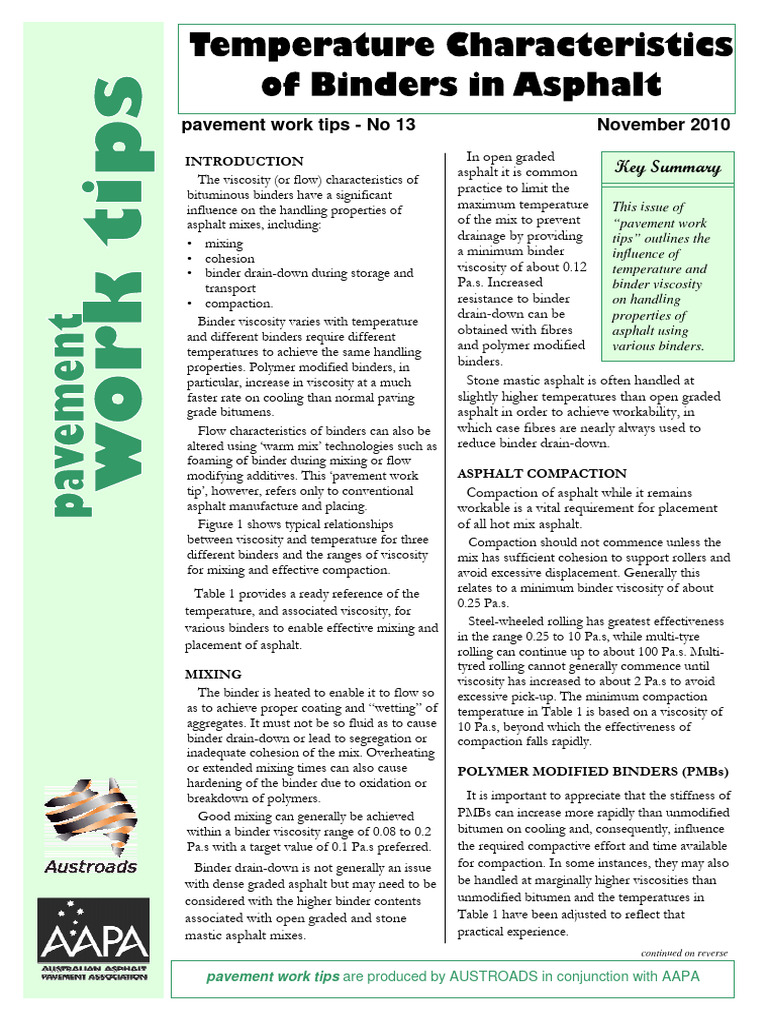 Work Tip 13 - Temperature-Characteristics-Of-Binders | PDF | Industrial ...