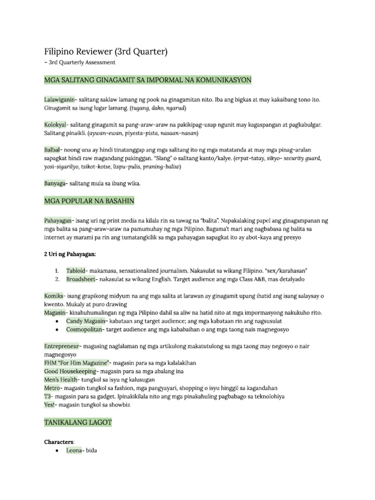 Fil Rev 3rd Quarter | PDF