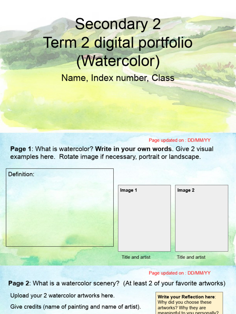 Secondary 2 Term 2 digital portfolio (Watercolor)) | Download Free PDF ...