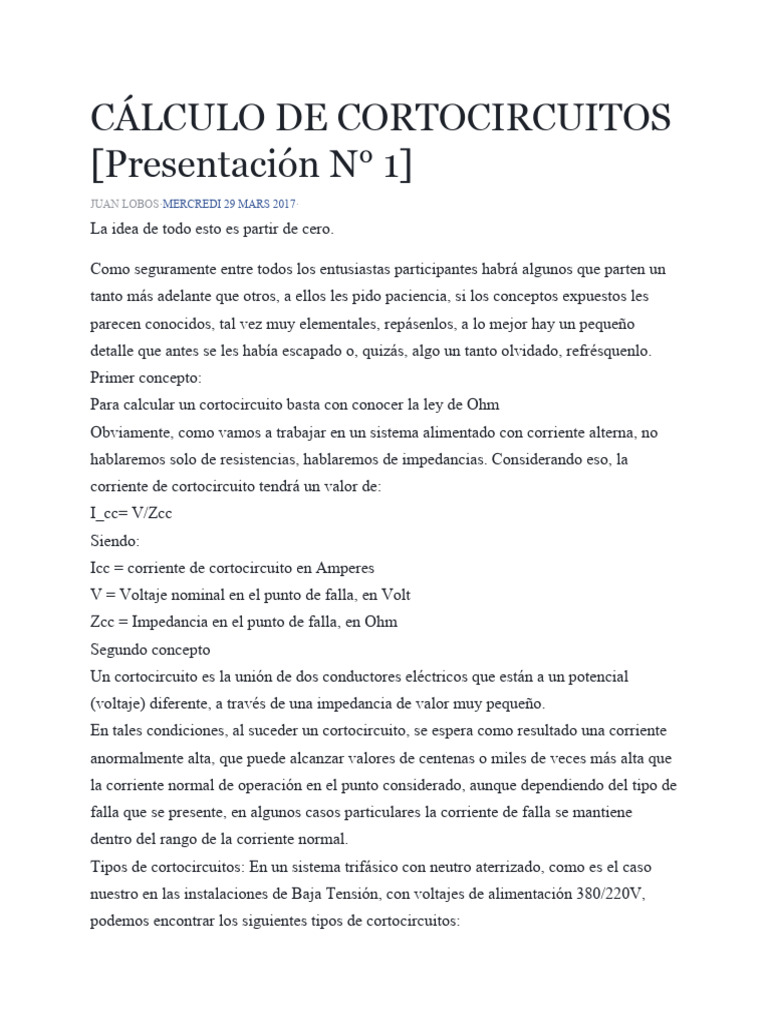 Guía Básica de Cortocircuitos | PDF | Corriente eléctrica | Transformador