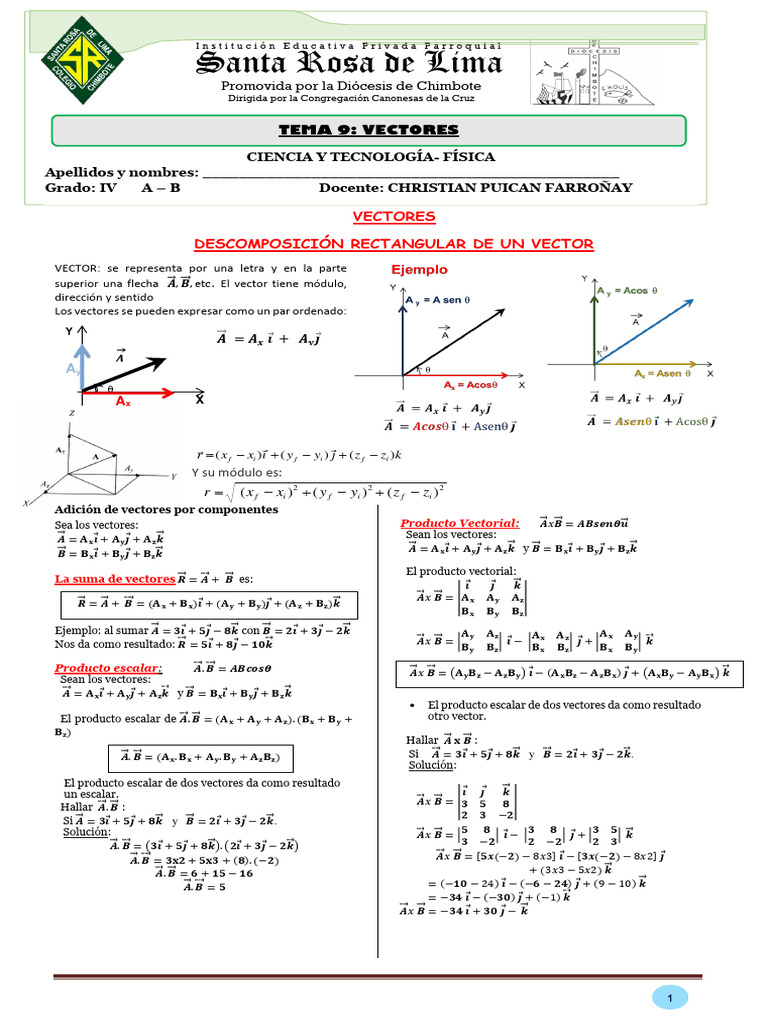 Vectores | PDF | Vector Euclidiano | Escalar (Matemáticas)