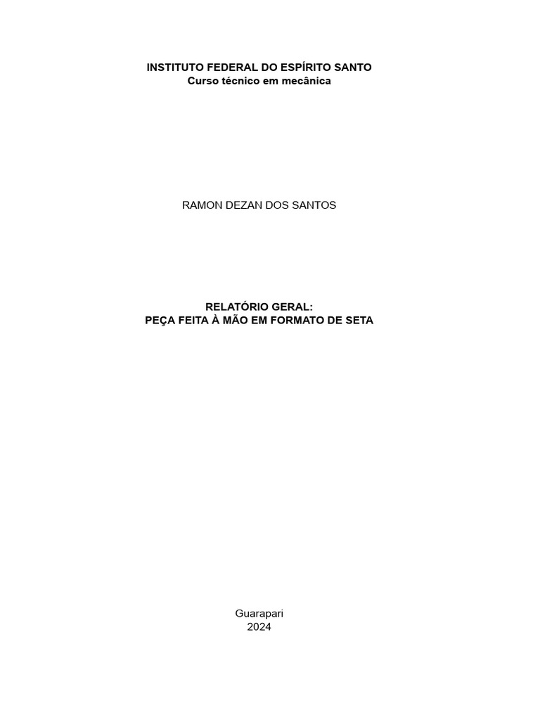 Relatório - Peça Feita À Mão em Formato de Seta | PDF