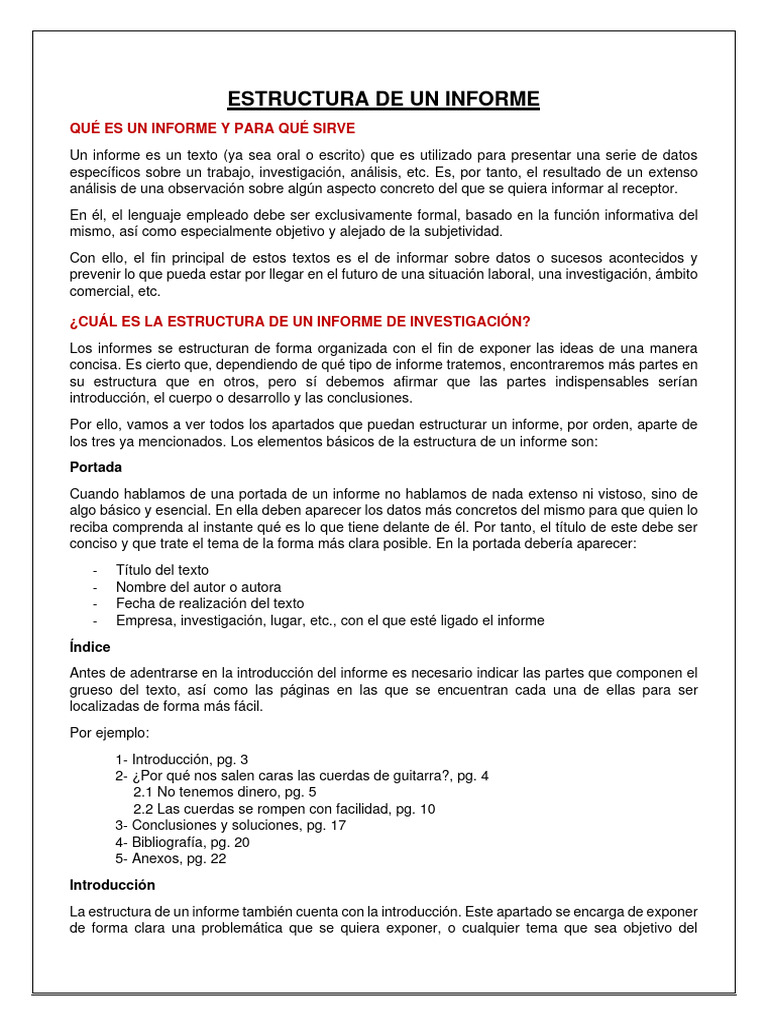 ESTRUCTURA DE UN INFORME | PDF | Bibliografía