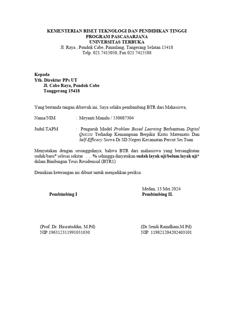 Persetujuan BTR-1 | PDF | Karier & Perkembangan