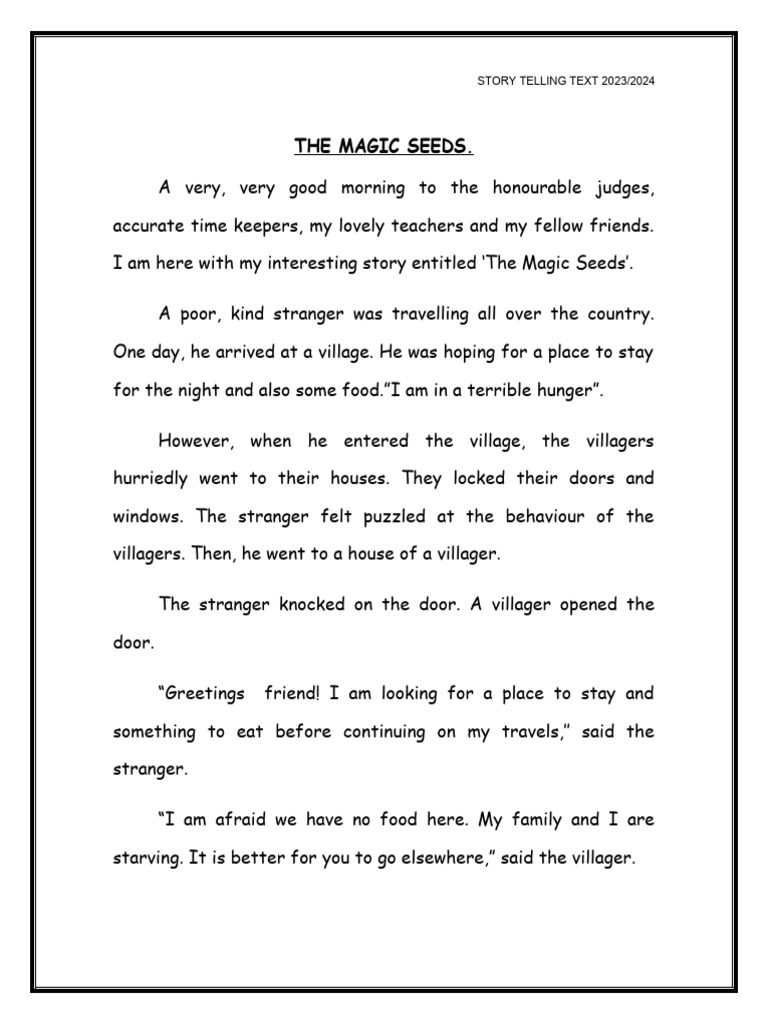 THE MAGIC SEEDS Story Telling | PDF