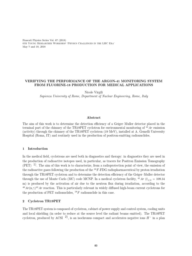 VERIFYING THE PERFORMANCE OF THE ARGON-41 MONITORING SYSTEM | Download Free PDF | Positron ...