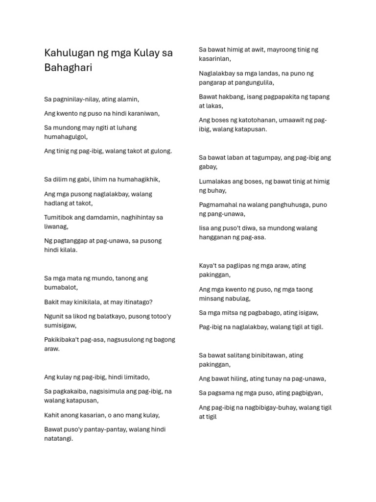 Kahulugan NG Mga Kulay Sa Bahaghari | PDF