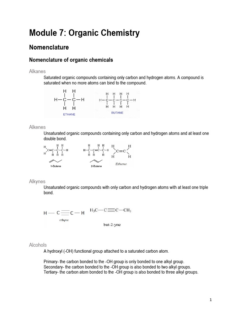 Set 1 Mod 7- Organic chemistry | PDF | Functional Group | Alkene
