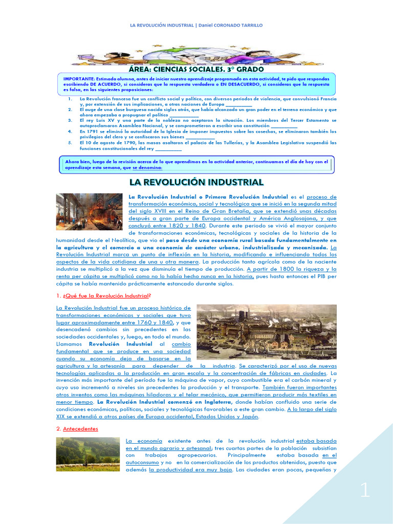 Aprendizaje de CCSS - 3° Grado | PDF | Revolución industrial | Industria textil