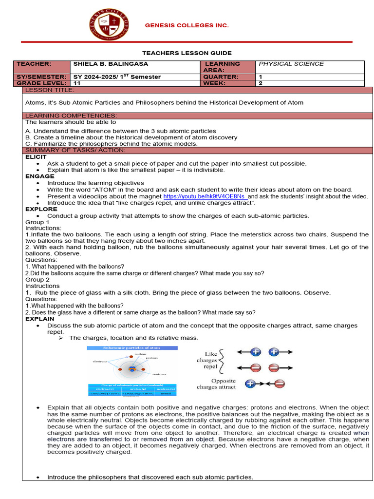 TLG Physical Science 2 | PDF | Electric Charge | Proton