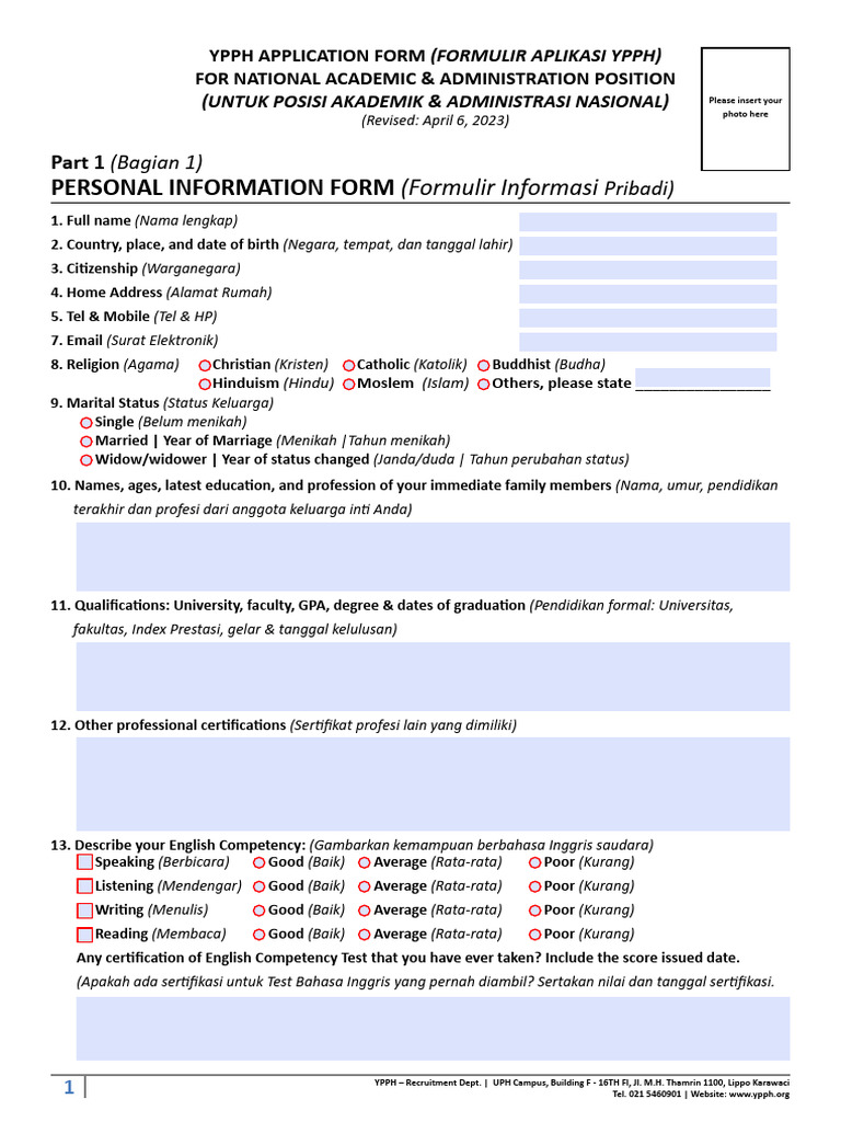 YPPH Application Form | PDF | Wellness