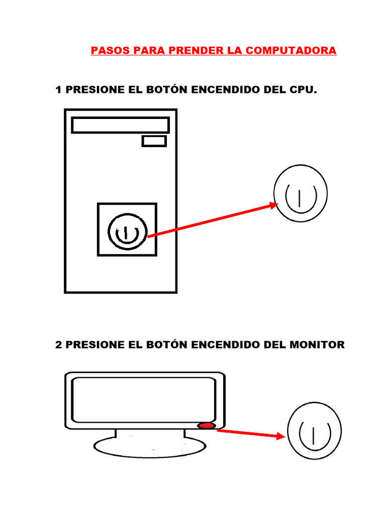 Pasos para Prender La Computadora | PDF | Juegos y actividades ...
