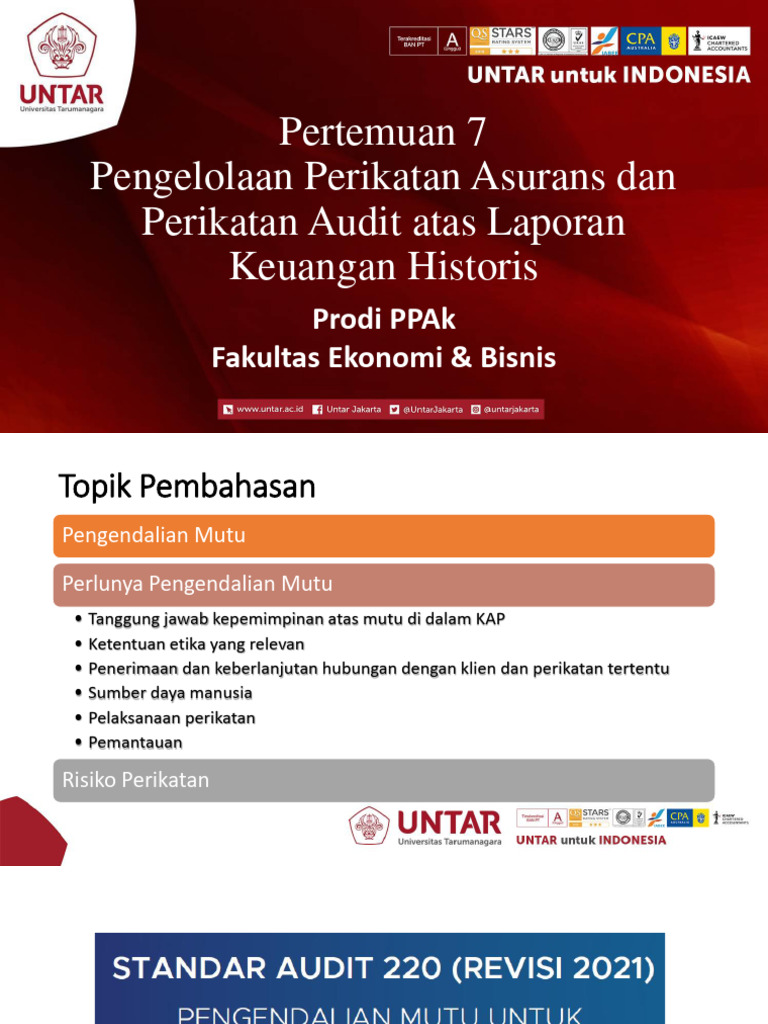 Pertemuan 7 - Pengelolaan Perikatan Audit | PDF