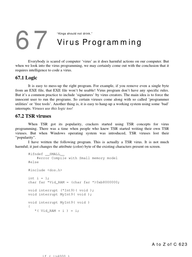 Virus Programming and TSR Concepts | PDF | Computer Virus | Computer ...