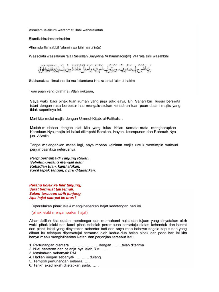 Contoh Skrip Bertunang Perempuan | PDF