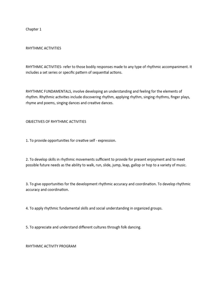 Introduction of Rhythmic Activities | PDF | Dances | Rhythm