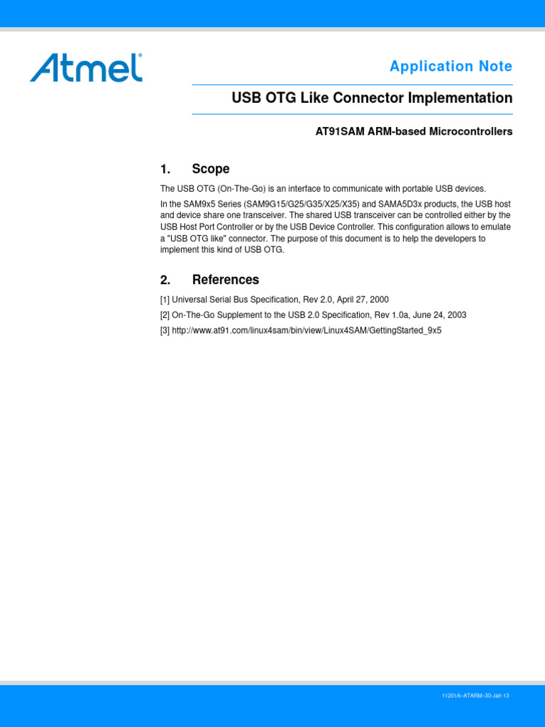 Atmel 11201 USB OTG Like Connector Implementation SAM9G SAM9X SAMA5D3 Application Note | PDF ...