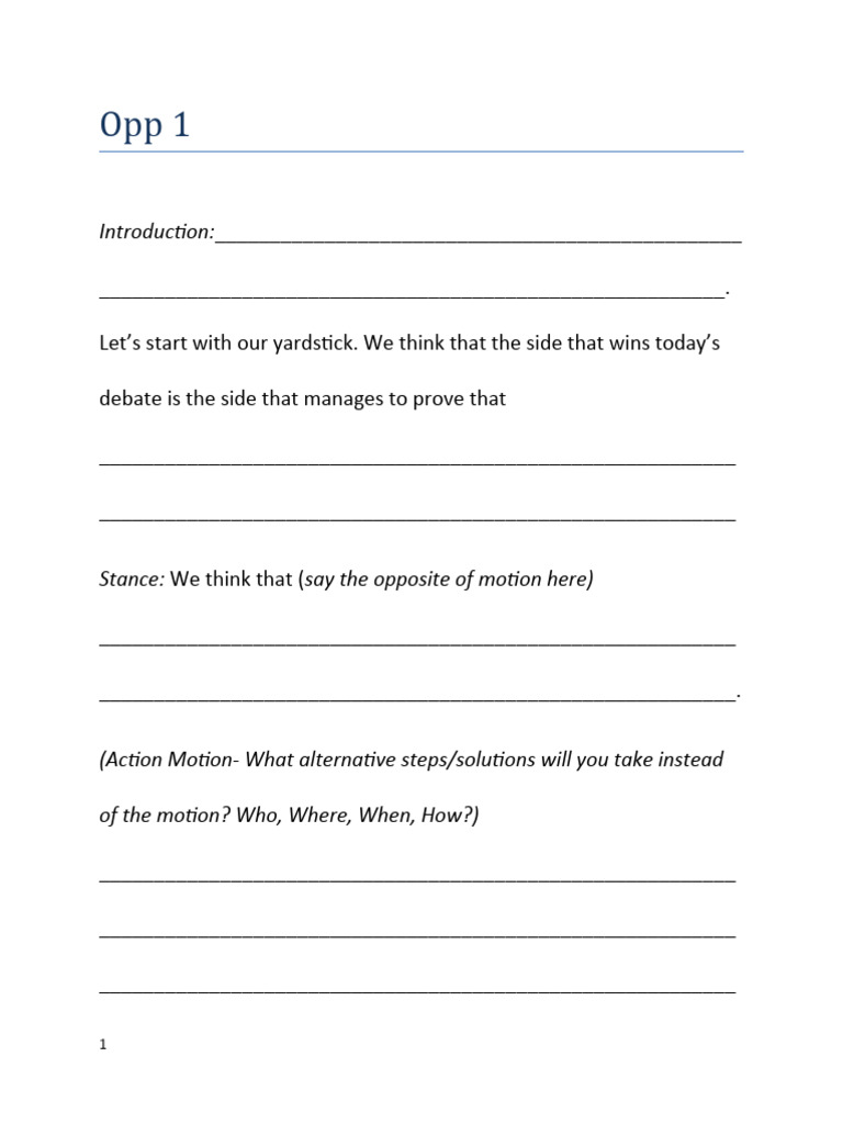 OPP Template | PDF | Reason | Argument