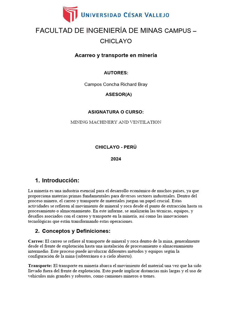 Richard Campos | PDF | Minería | Transporte