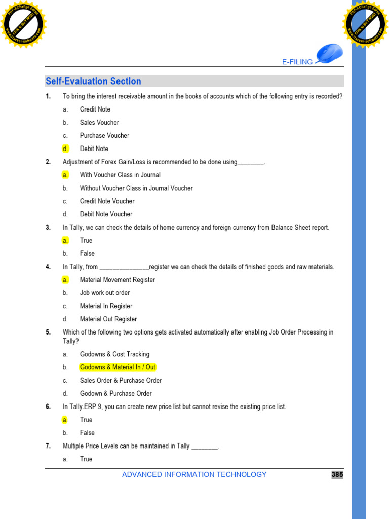 5.advance Itt Tally Questions | PDF | Taxes | Debits And Credits