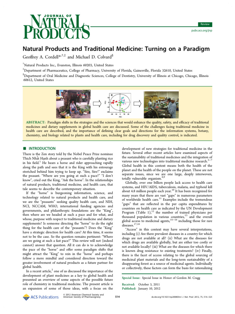Nat Prod Trad Med JNP 2012 | PDF | Natural Products | Clinical Trial